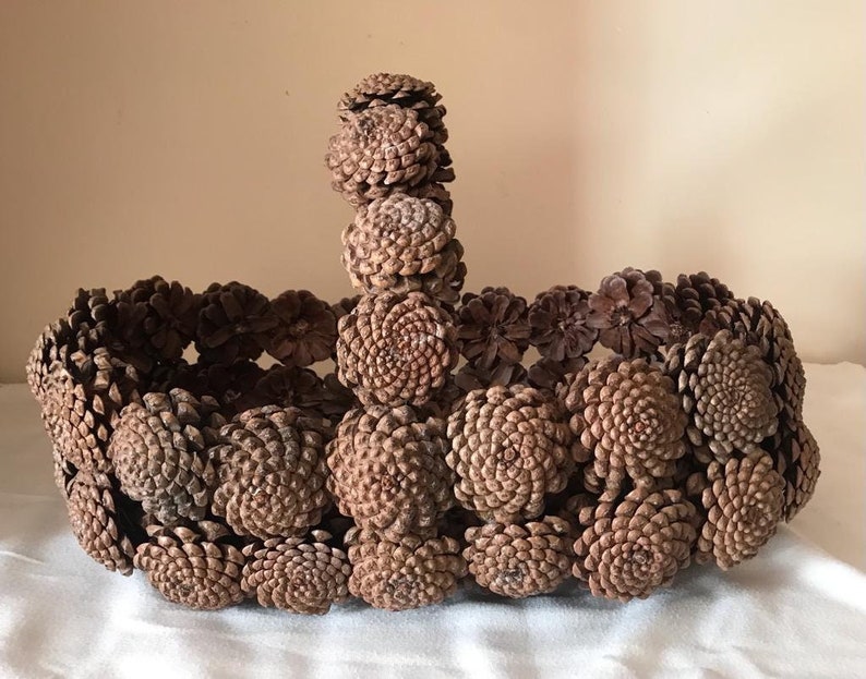 Rustic Handmade Pine Cones Basket - Etsy