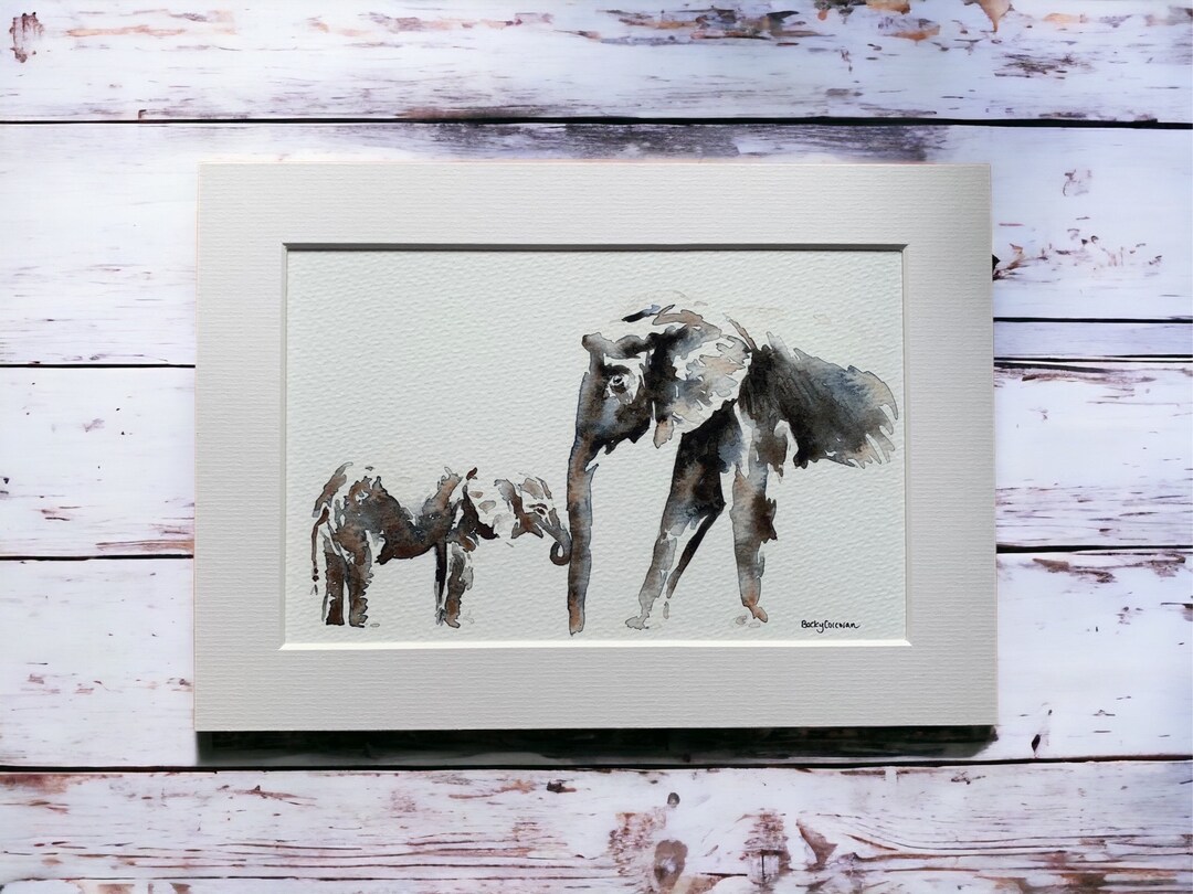 Elephants A4 Fine Art Print With Mount - Etsy