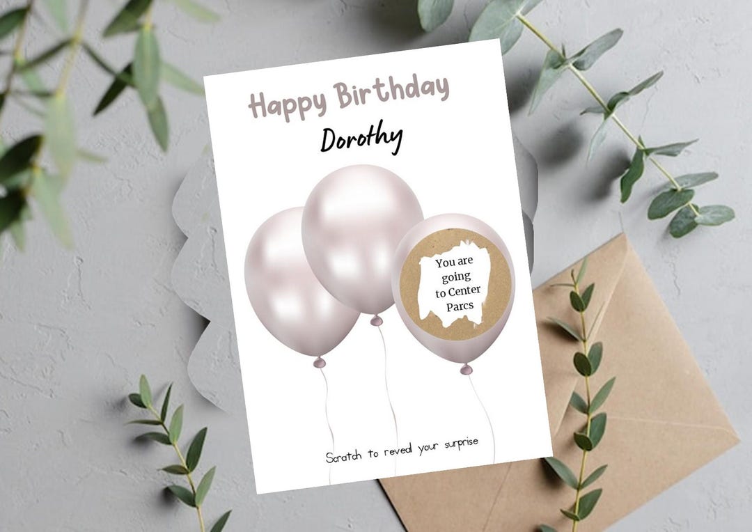 Personalised Birthday Balloon Scratch to Reveal Voucher, Birthday ...