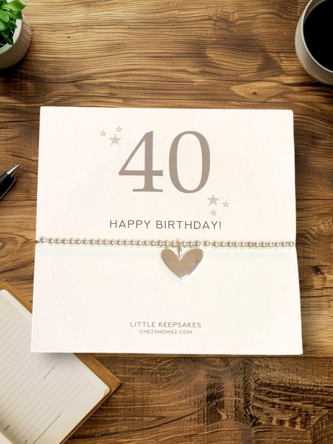 Happy Birthday Any Age Silver Plated Charm Bracelet & Silver Heart ...