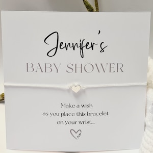 Elegant Personalised Baby Shower Wish Bracelet, Mummy to Be, Charm String Bracelet, Personalised ...