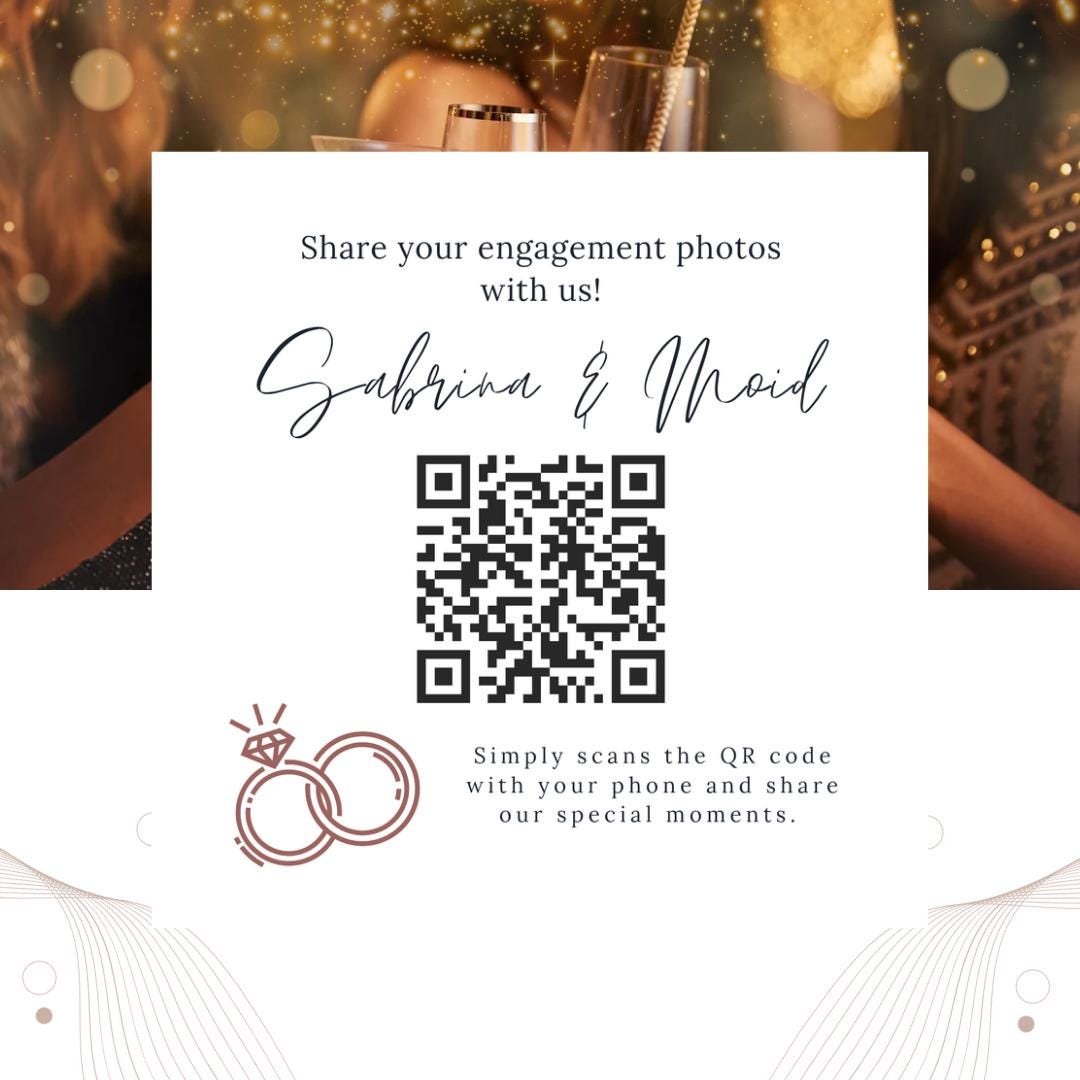 Engagement Party QR Code Photo Sharing Cards: Personalised Guest ...