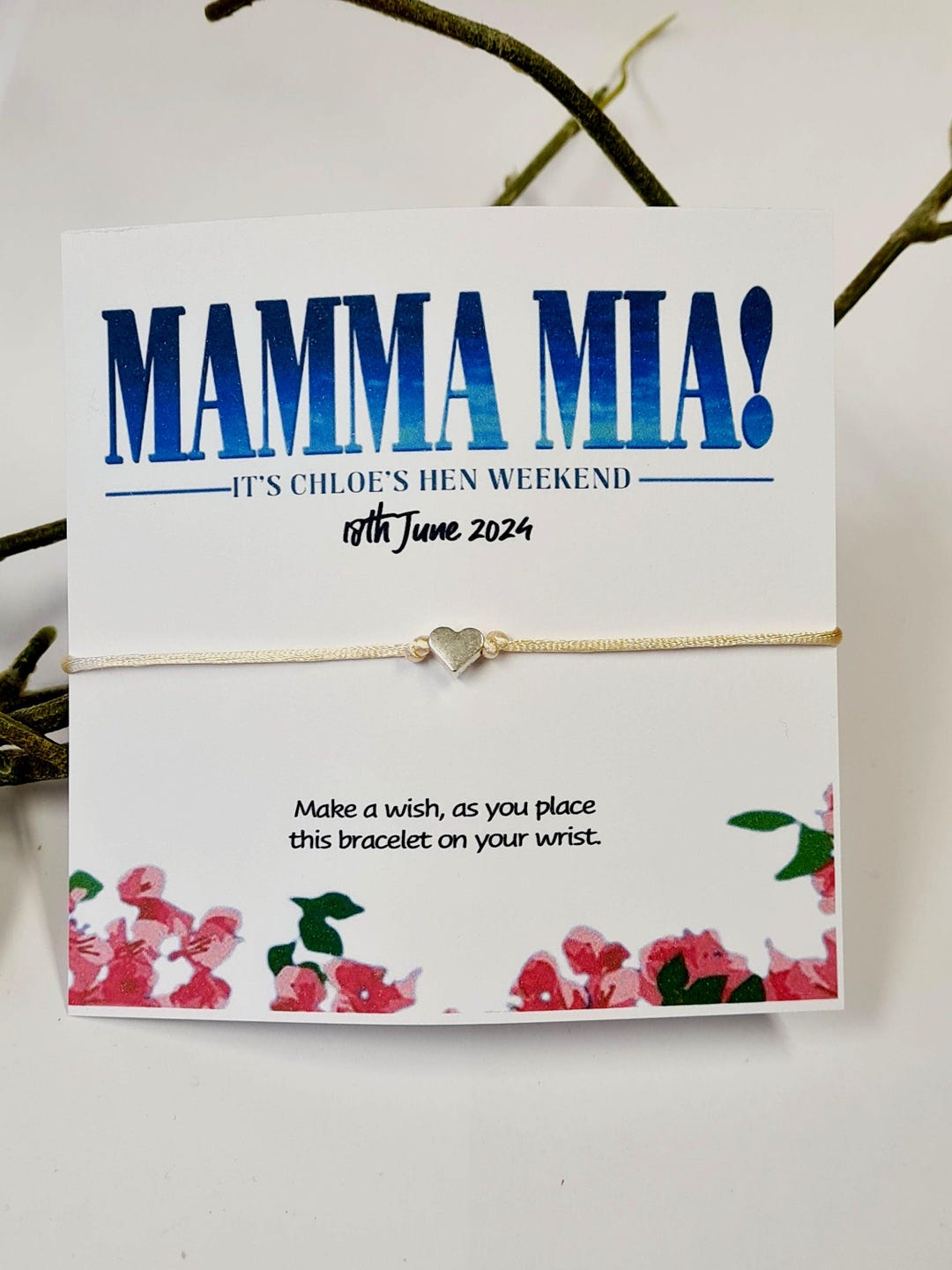 Mamma Mia Hen Party Wish Bracelet – Personalised Bachelorette Favour ...