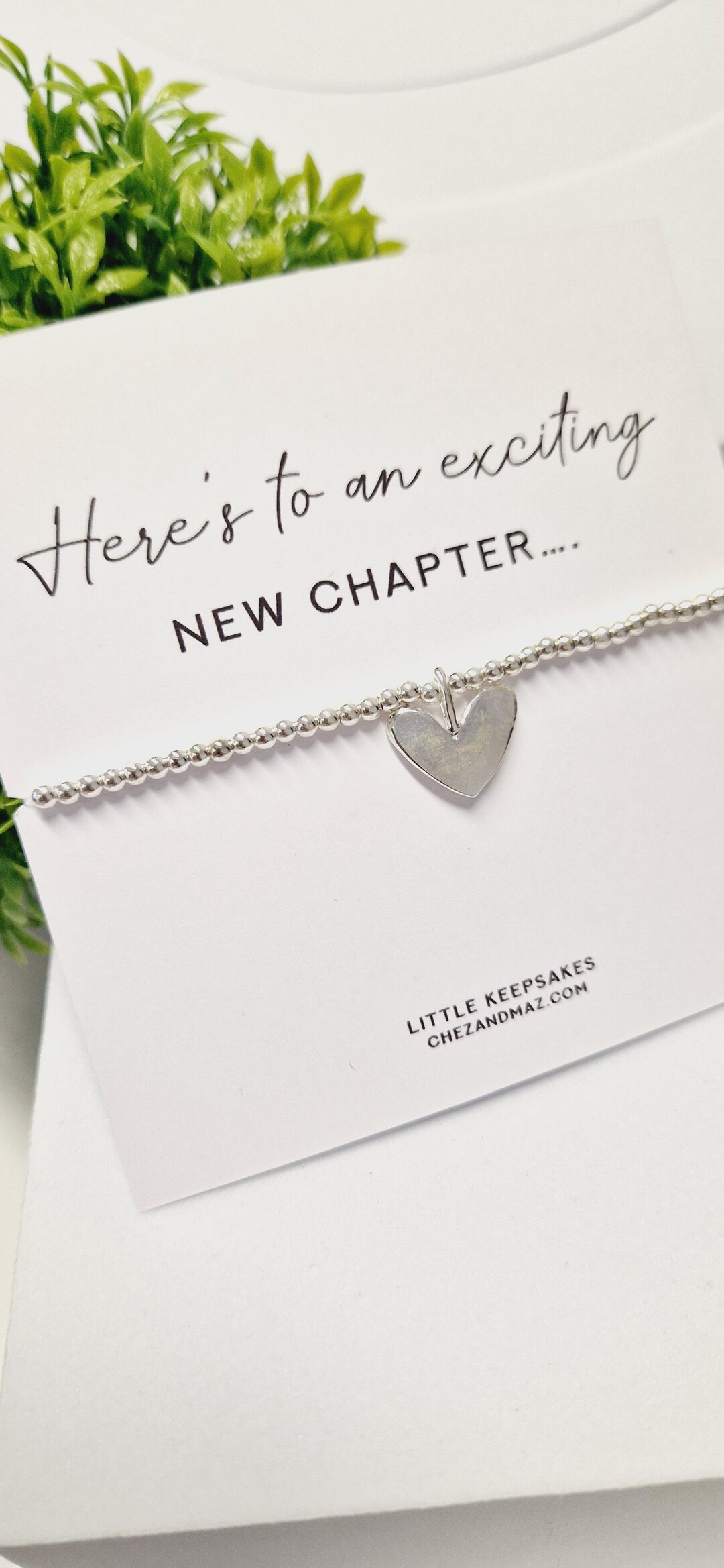 New Beginnings Silver Bracelet: Heart Charm, Good Luck Gift - Leaving ...