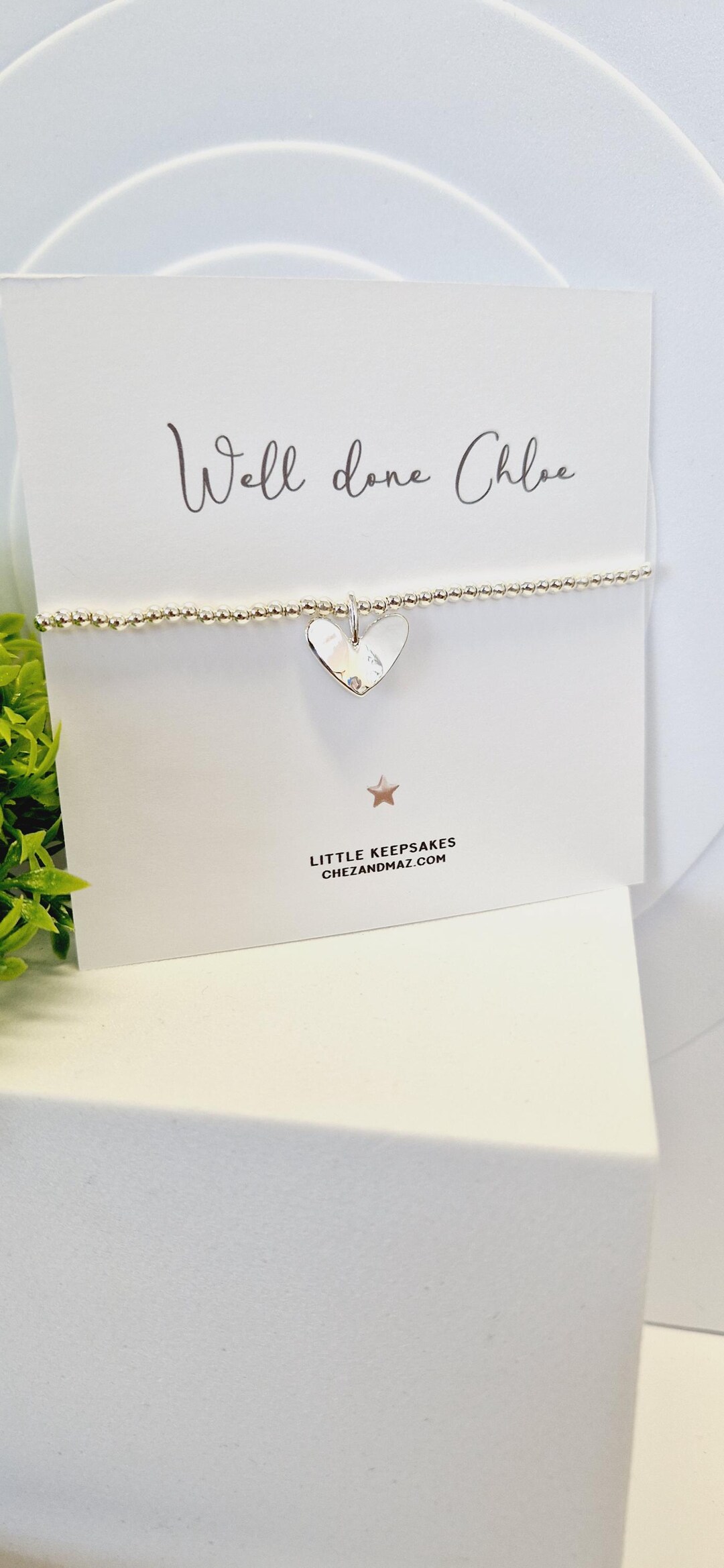 Well Done, Personalised Silver Plated Heart Charm Bracelet: Exam ...
