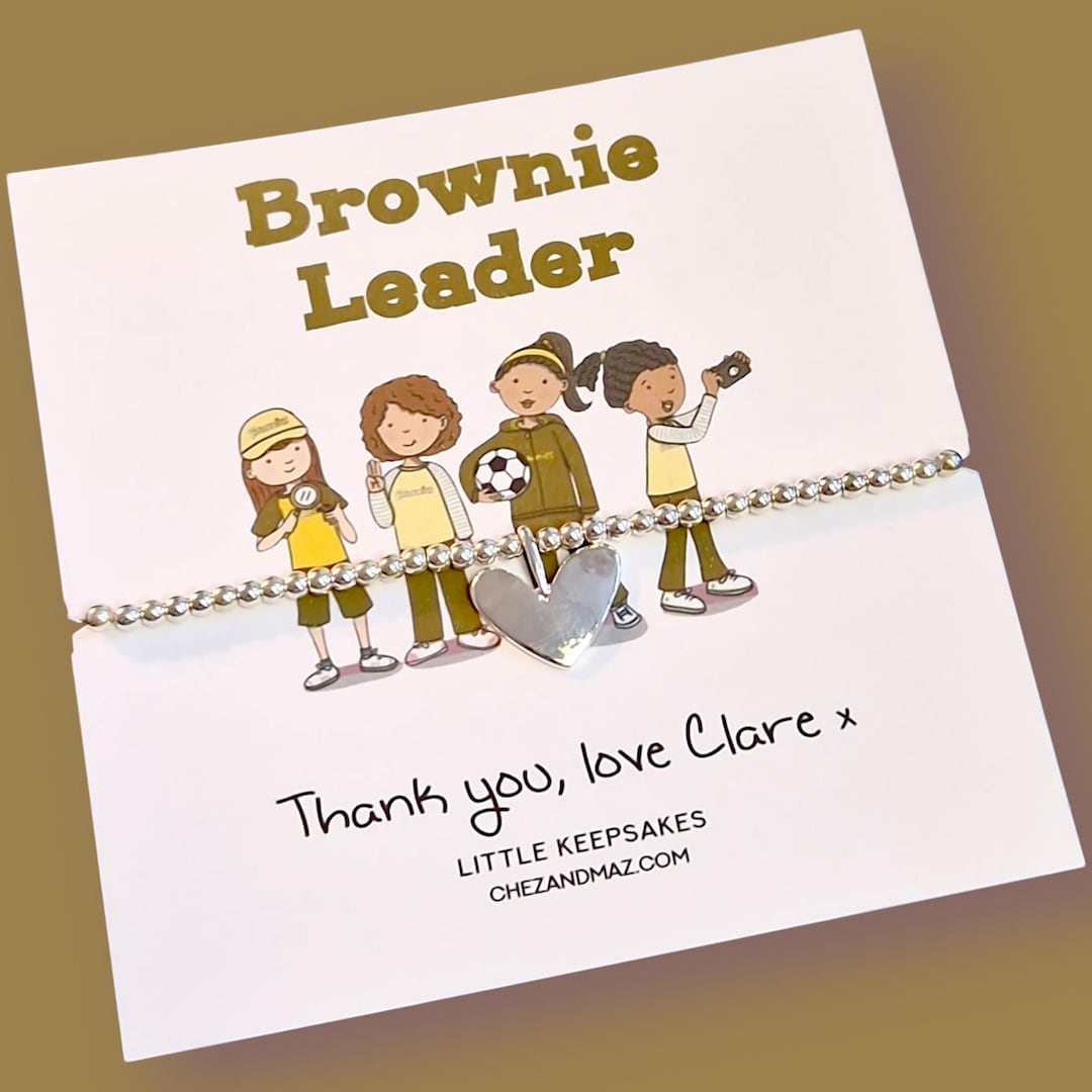 Brownie Leader Appreciation Bracelet: Silver Heart Charm, Girl Scout ...