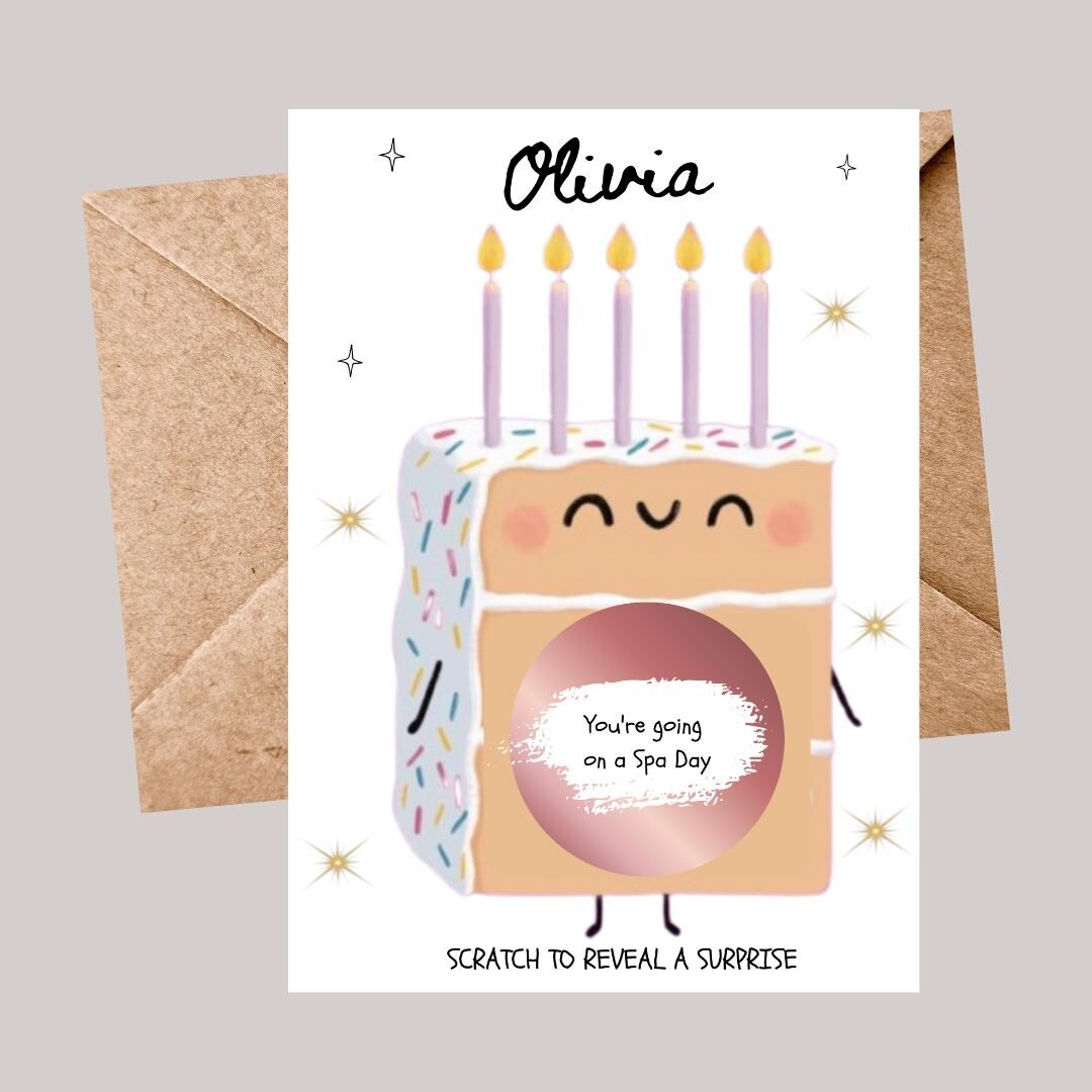 Personalised Birthday Cake Scratch to Reveal Voucher, Special Birthday ...