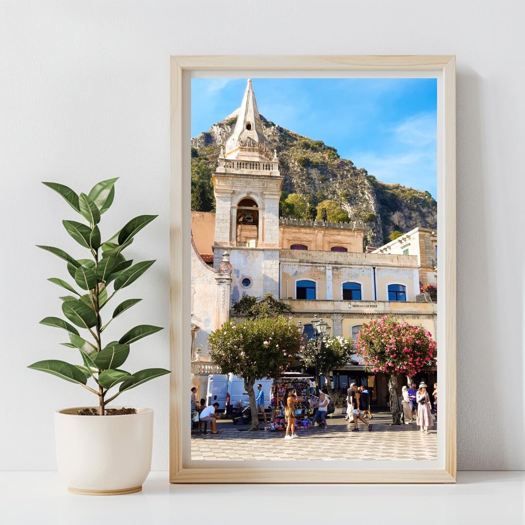 Taormina Poster, Sicily Wall Decoration, Italy Art Print, Mediterranean ...