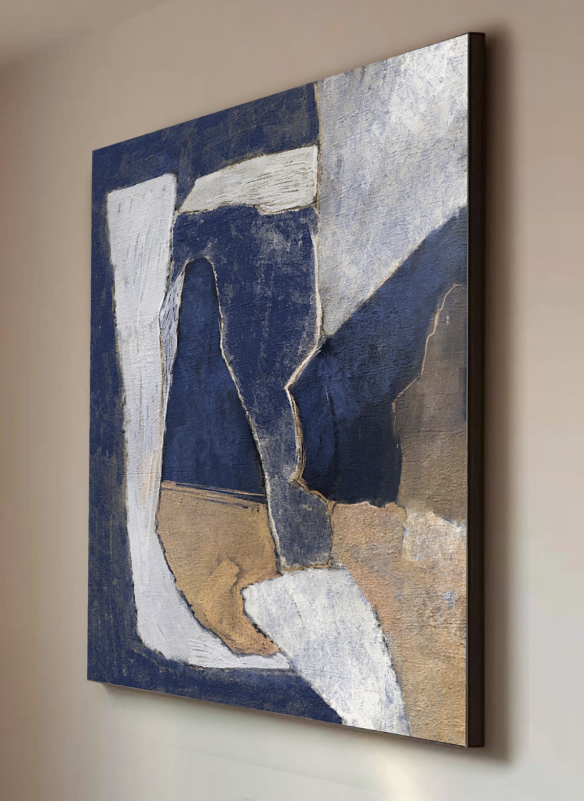 Blue Abstract Painting Wall Deco Art Boho Minimalist Art - Etsy