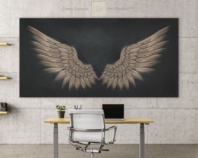 Oil Painting Dark Angel Wing on Canvas Modern Large Abstract - Etsy