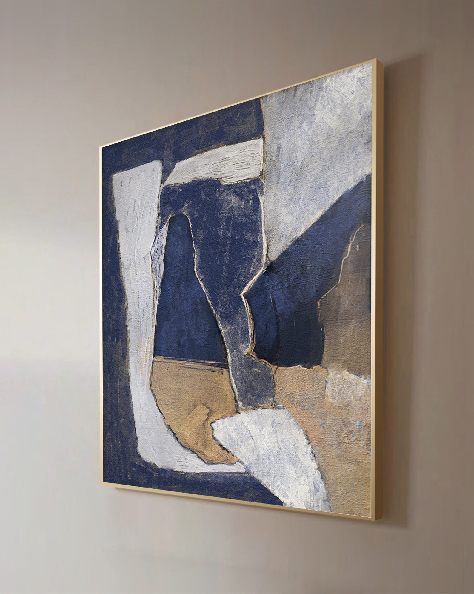 Blue Abstract Painting Wall Deco Art Boho Minimalist Art - Etsy