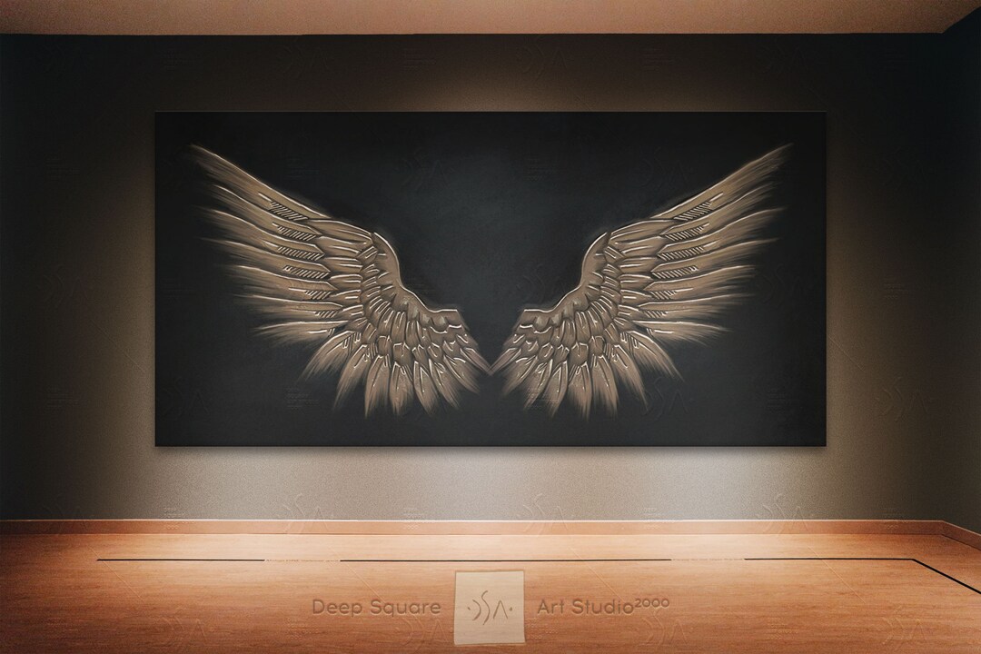 Oil Painting Dark Angel Wing on Canvas Modern Large Abstract - Etsy