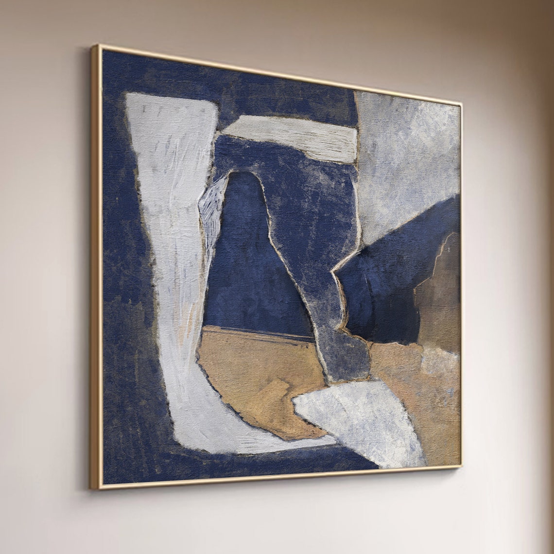 Blue Abstract Painting Wall Deco Art Boho Minimalist Art - Etsy