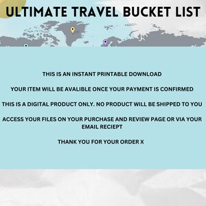 Travel Bucket List, Printable Download, Wanderlust List, Travel to Do ...