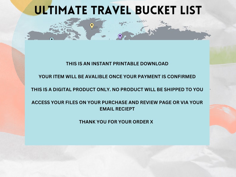 Travel Bucket List, Printable Download, Wanderlust List, Travel to Do ...
