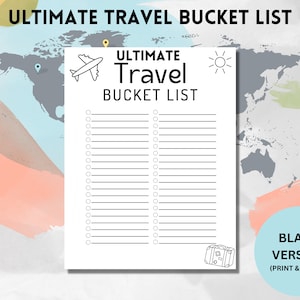 Travel Bucket List, Printable Download, Wanderlust List, Travel to Do ...