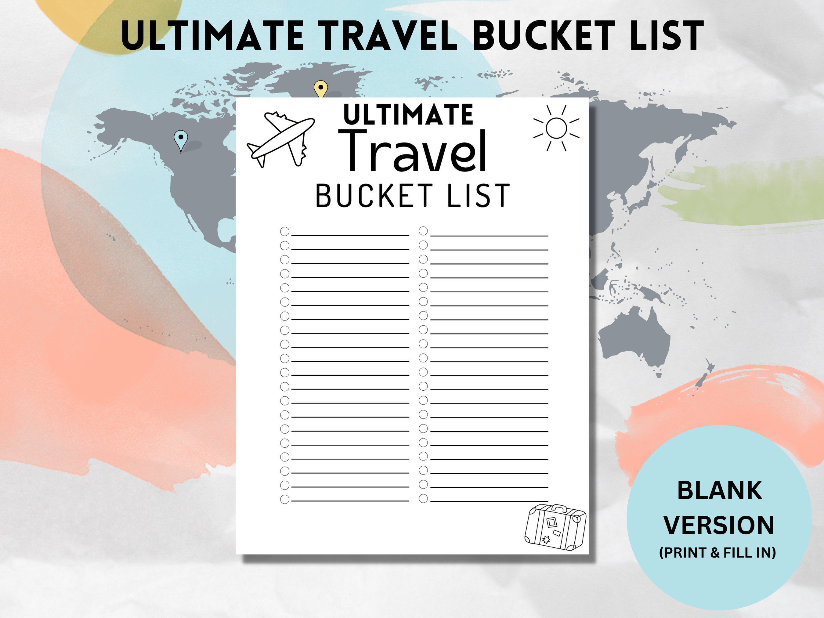 Travel Bucket List, Printable Download, Wanderlust List, Travel to Do ...