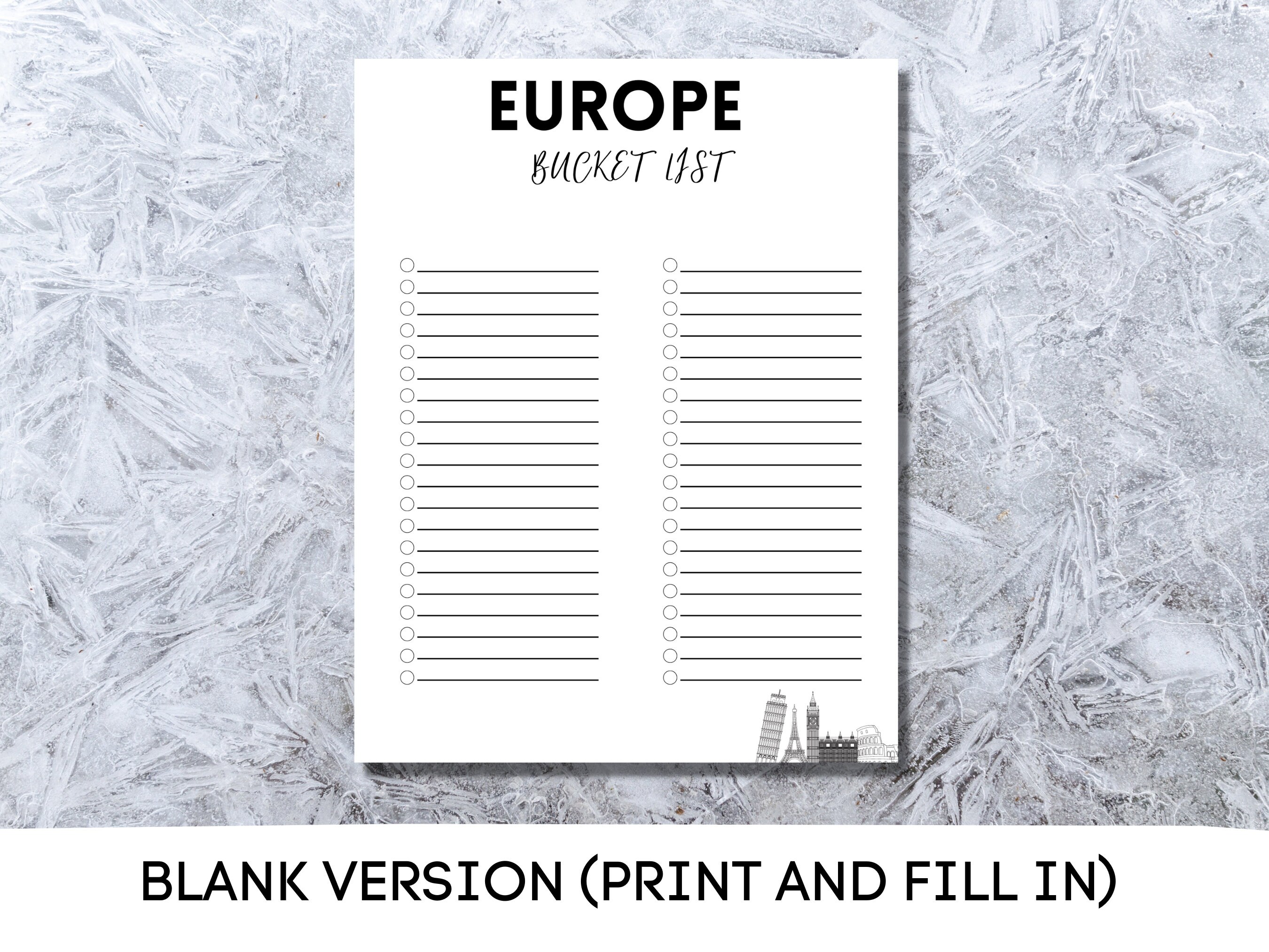 Europe, Bucket List Printable, Travel Bucket List, Travel Planner ...