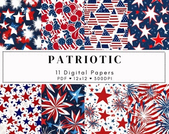 4th of July Seamless Pattern, Patriotic Stars and Stripes, Digital ...