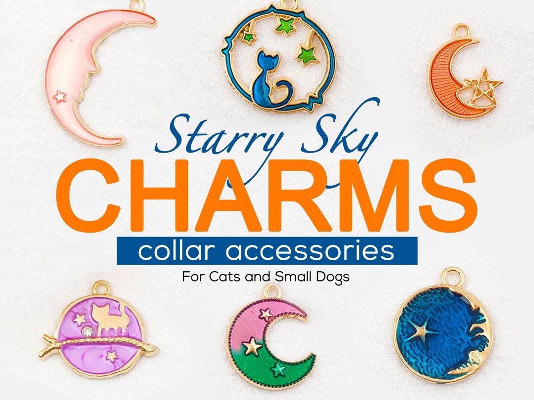 Cat Collar Charm, Small Pet Charm, Small Collar Charm - "starry Sky ...