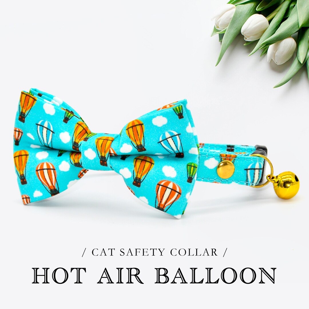 Celeste Cat Collar Bow Set, Cyan Hot Air Balloon Pattern, Wedding ...