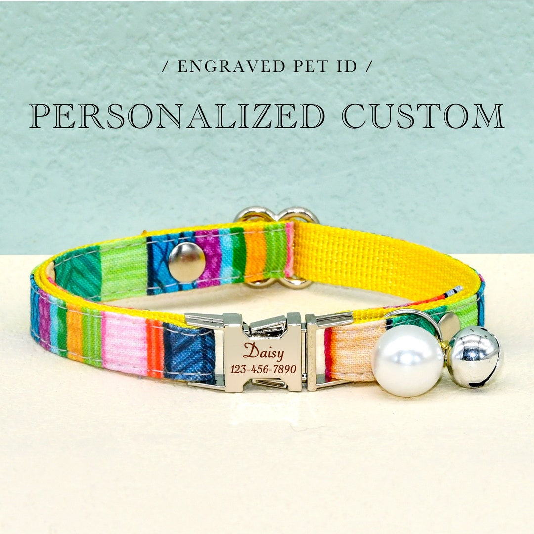 Bohemia Striped Cat Collars, Personalized Custom Kitten / Puppy / Small ...