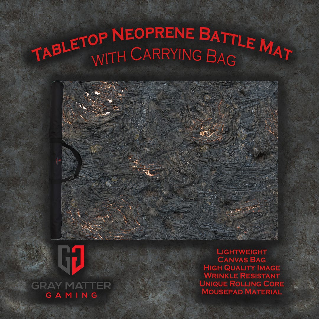 Tabletop Wargame Battle Mat W\ Bag - Lava Flows - 44x60, 36x36, 36x72 ...