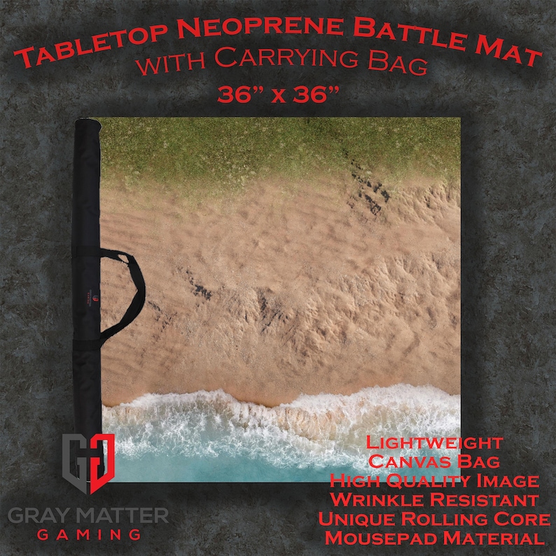 Tabletop Wargame Battle Mat W\ Bag - Coastal Shore - 22x30 44x60 36x72 ...