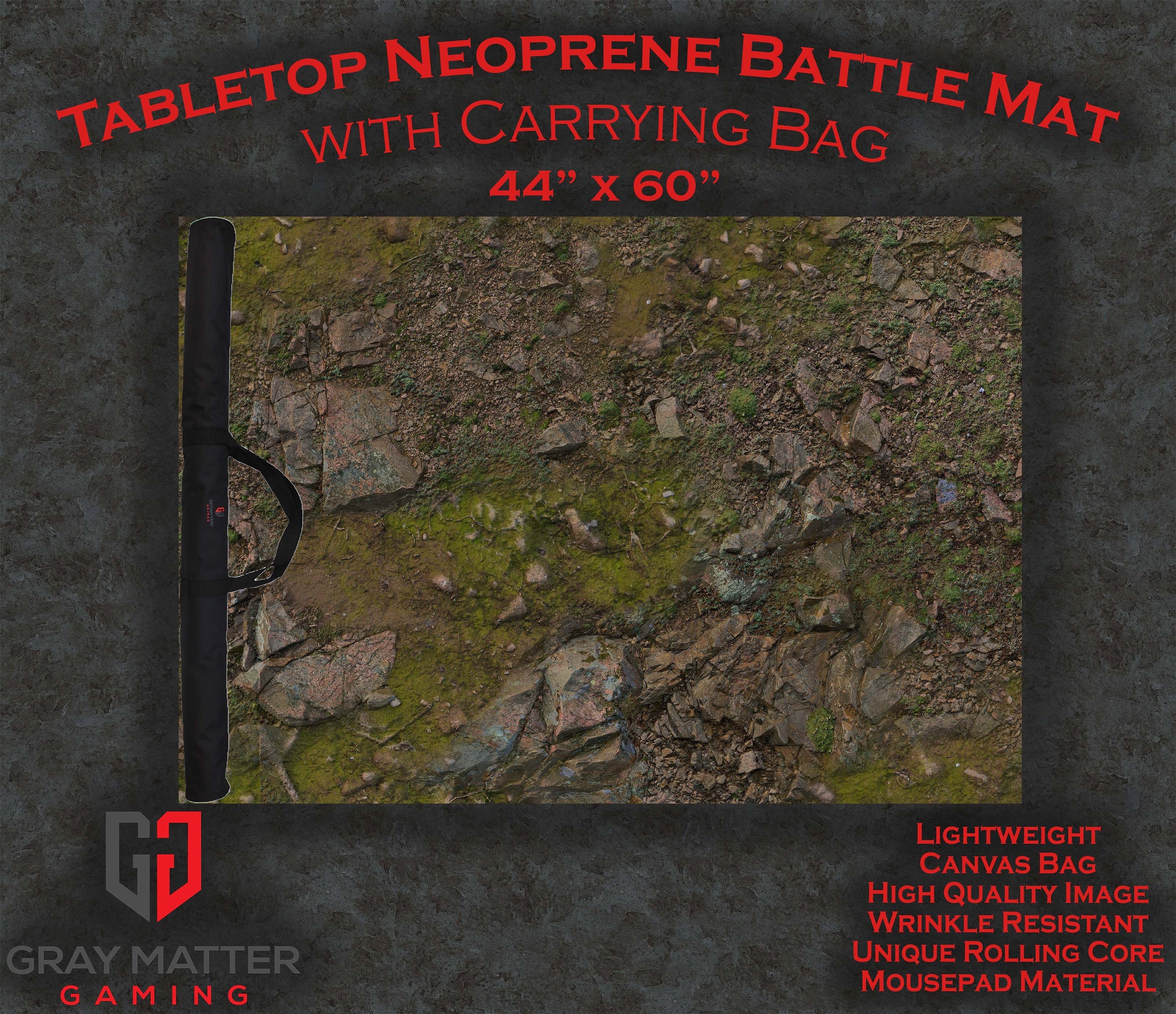 Tabletop Wargame Battle Mat W\ Bag - Rocky Highlands - 44x60, 48x72 ...