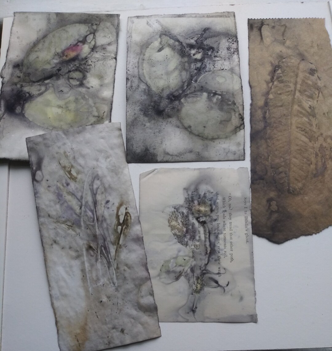 Leaf Printed Papers, Unique Natural Prints - Brown Bag, Antique Book ...