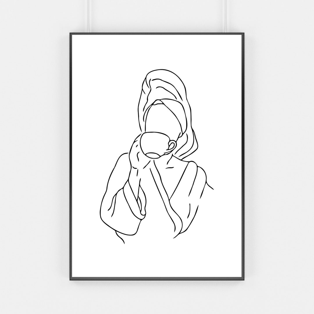 Printable Bathroom Art Line Art Print Bathroom Minimalist Abstract Wall ...