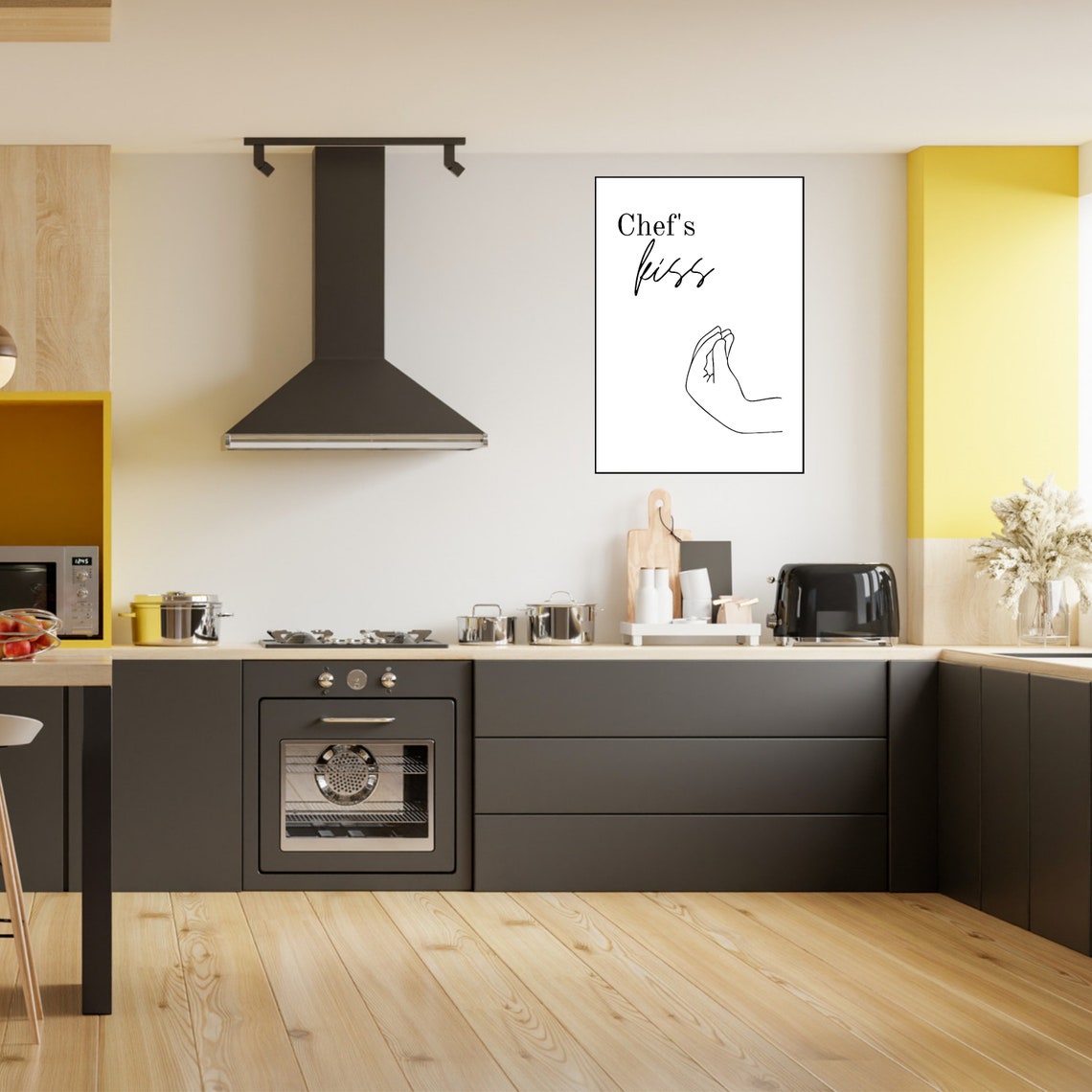 Printable Chef's Kiss Art Line Art Print Kitchen Minimalist Abstract ...