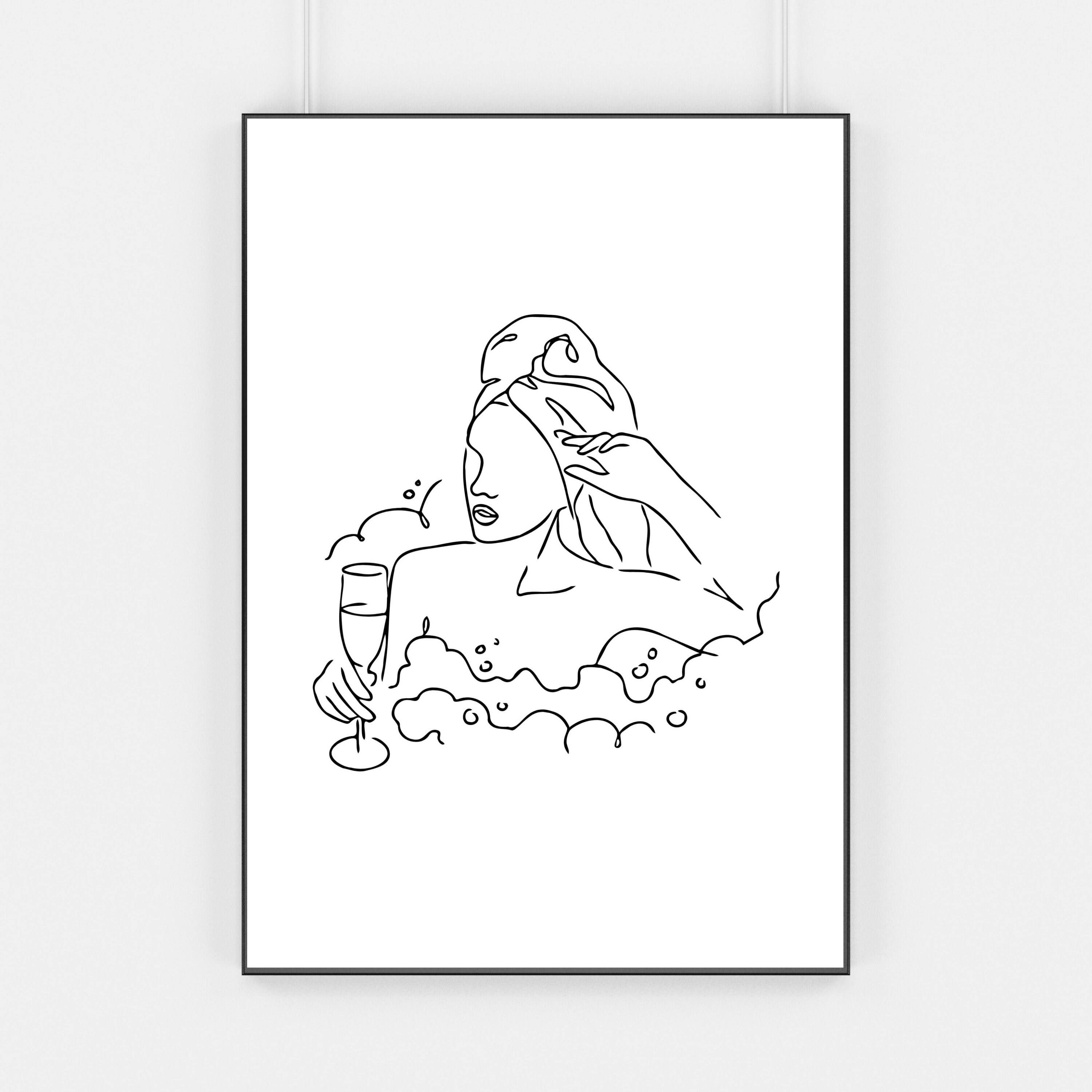 Printable Bathroom Art | Line Art Print | Bathroom Minimalist ...