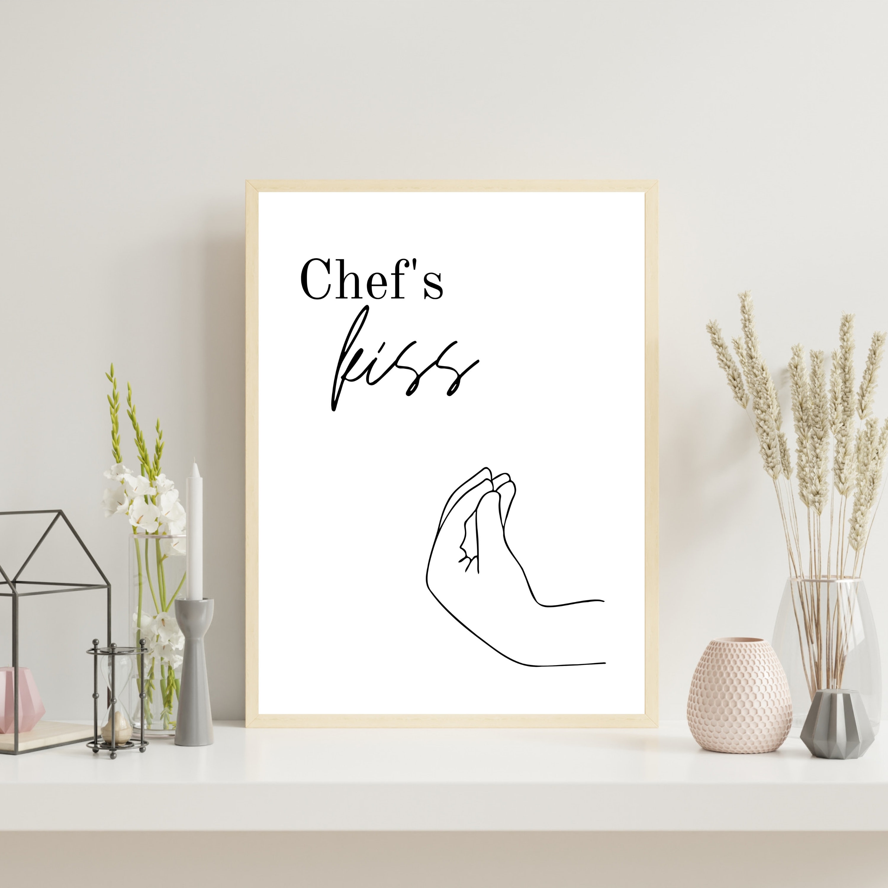 Printable Chef's Kiss Art Line Art Print Kitchen Minimalist Abstract ...
