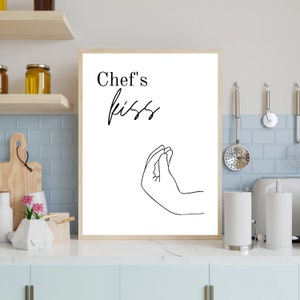 Printable Chef's Kiss Art | Line Art Print | Kitchen Minimalist ...
