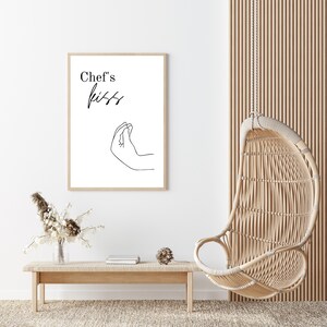 Printable Chef's Kiss Art | Line Art Print | Kitchen Minimalist ...