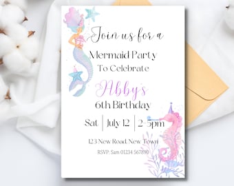 Mermaid Invitation Template - Etsy