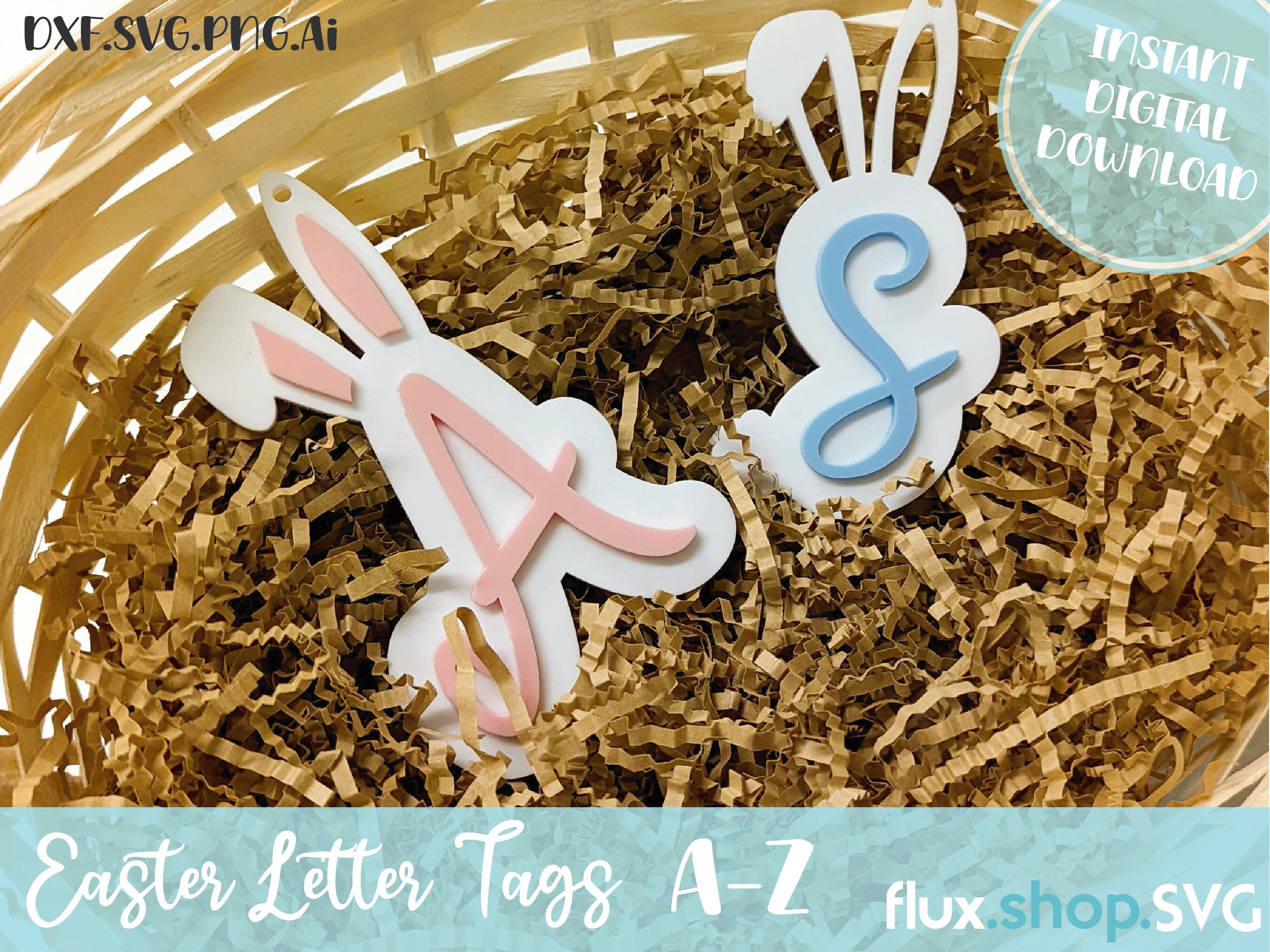 Easter Bunny Alphabet Tags | Bunny Letters Dual Layers | Laser Cut ...