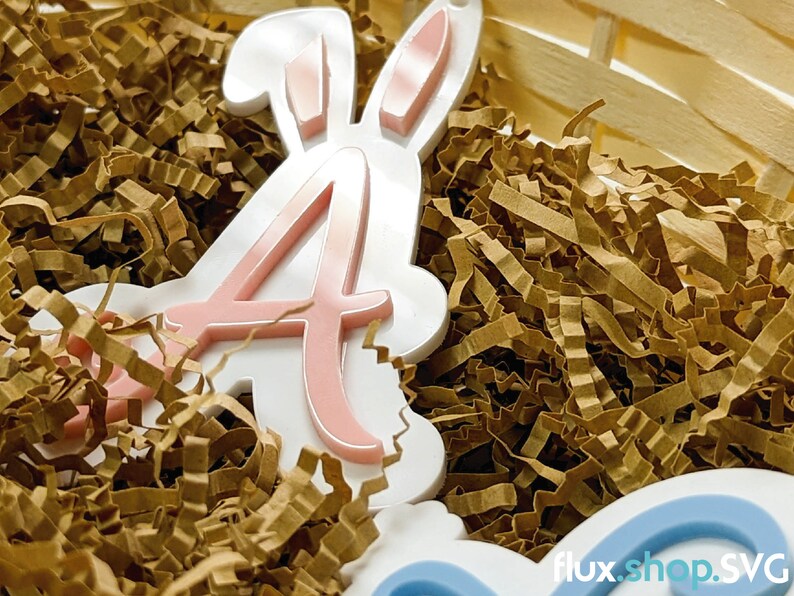 Easter Bunny Alphabet Tags | Bunny Letters Dual Layers | Laser Cut ...