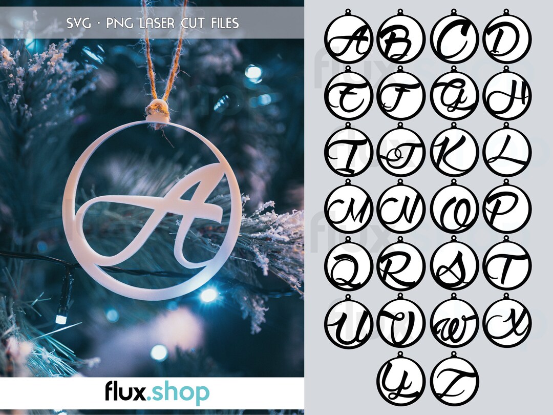 Christmas Alphabet Ornament Letters Baubles Hanging Initials SVG Bundle ...