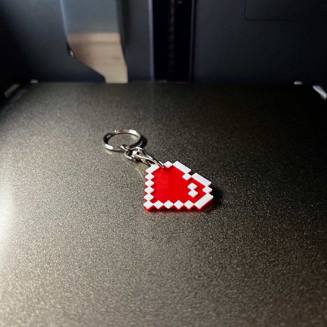 3D Printed 8 Bit Heart Keychain Keyring, Love, Valentines Gift, 8bit ...