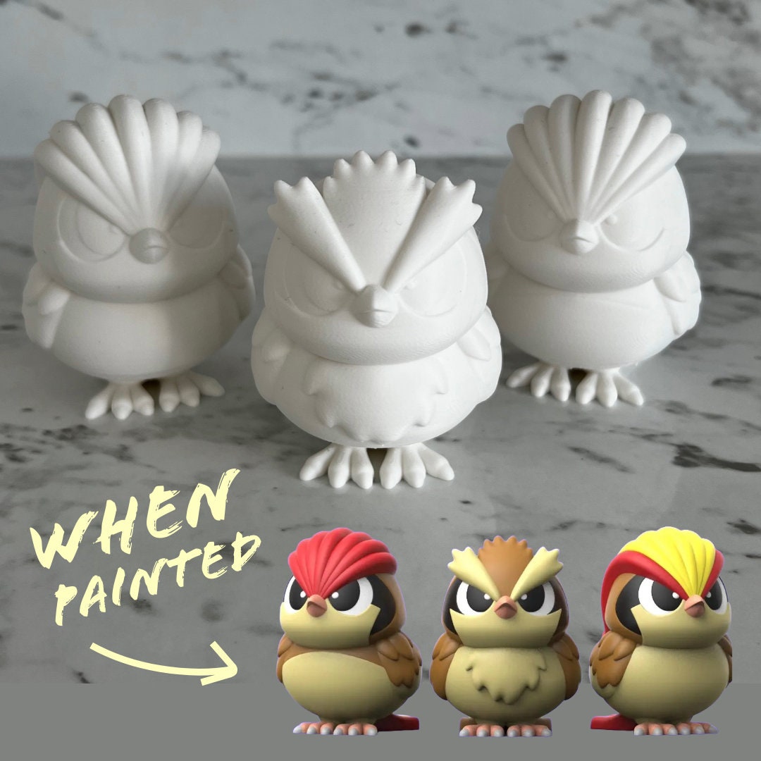Chibi Pidgey Evolution Inspired Paint Kit Pokemon, 3D Printed, Art ...