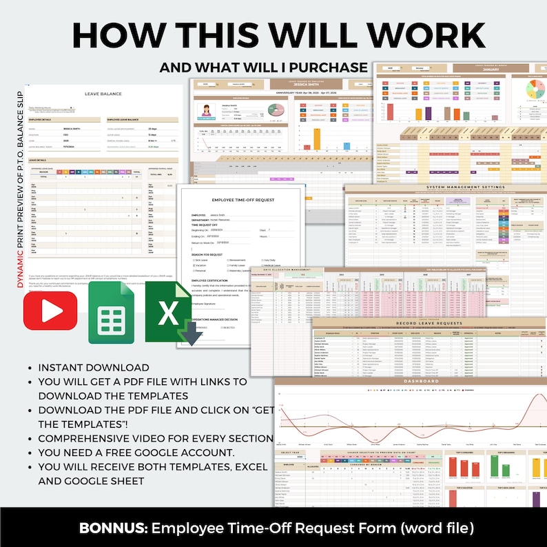 Employee Time-off Tracker | Excel PTO Template With Full and Hourly ...