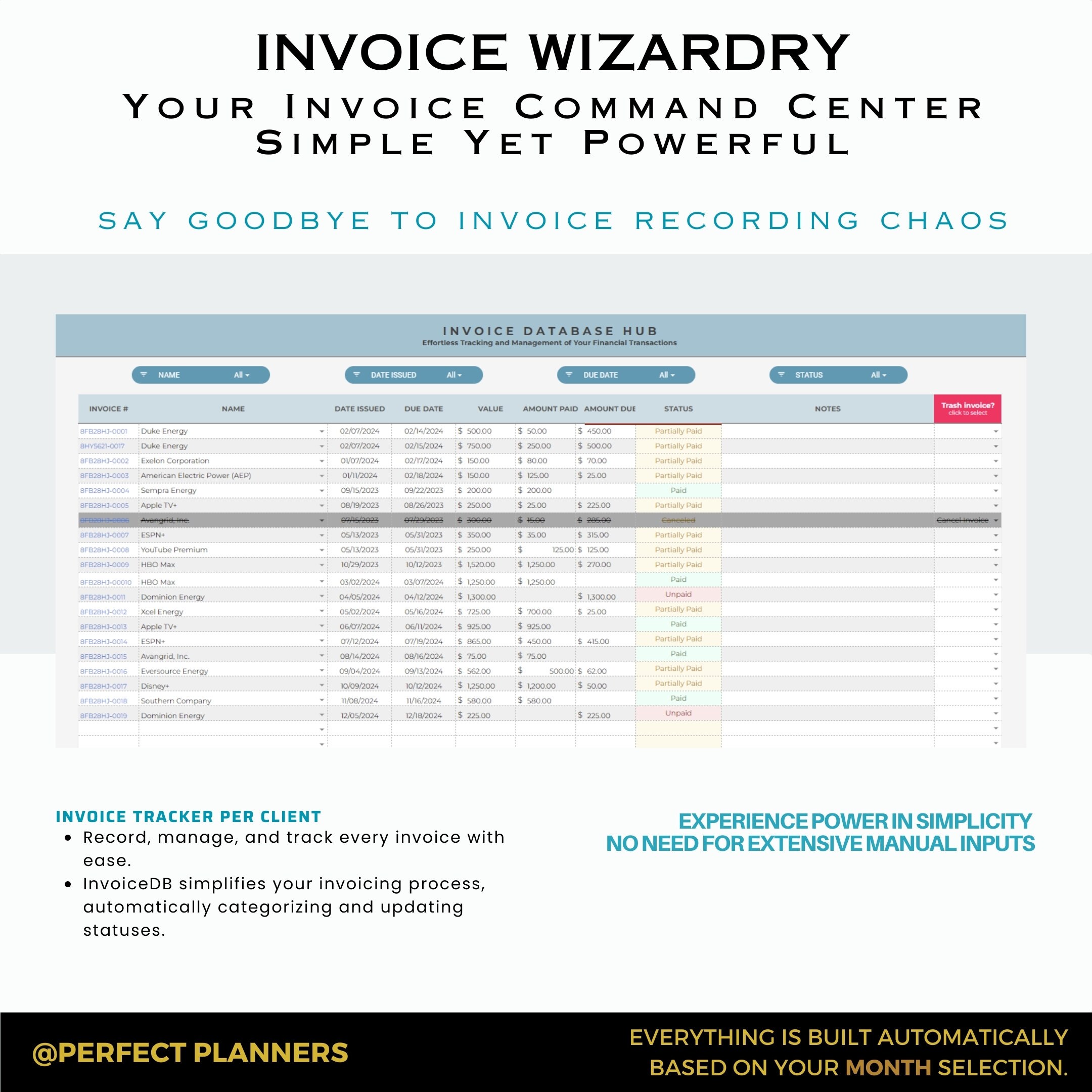Invoice Tracker Excel and Google Sheets, Invoice Tracker Template ...