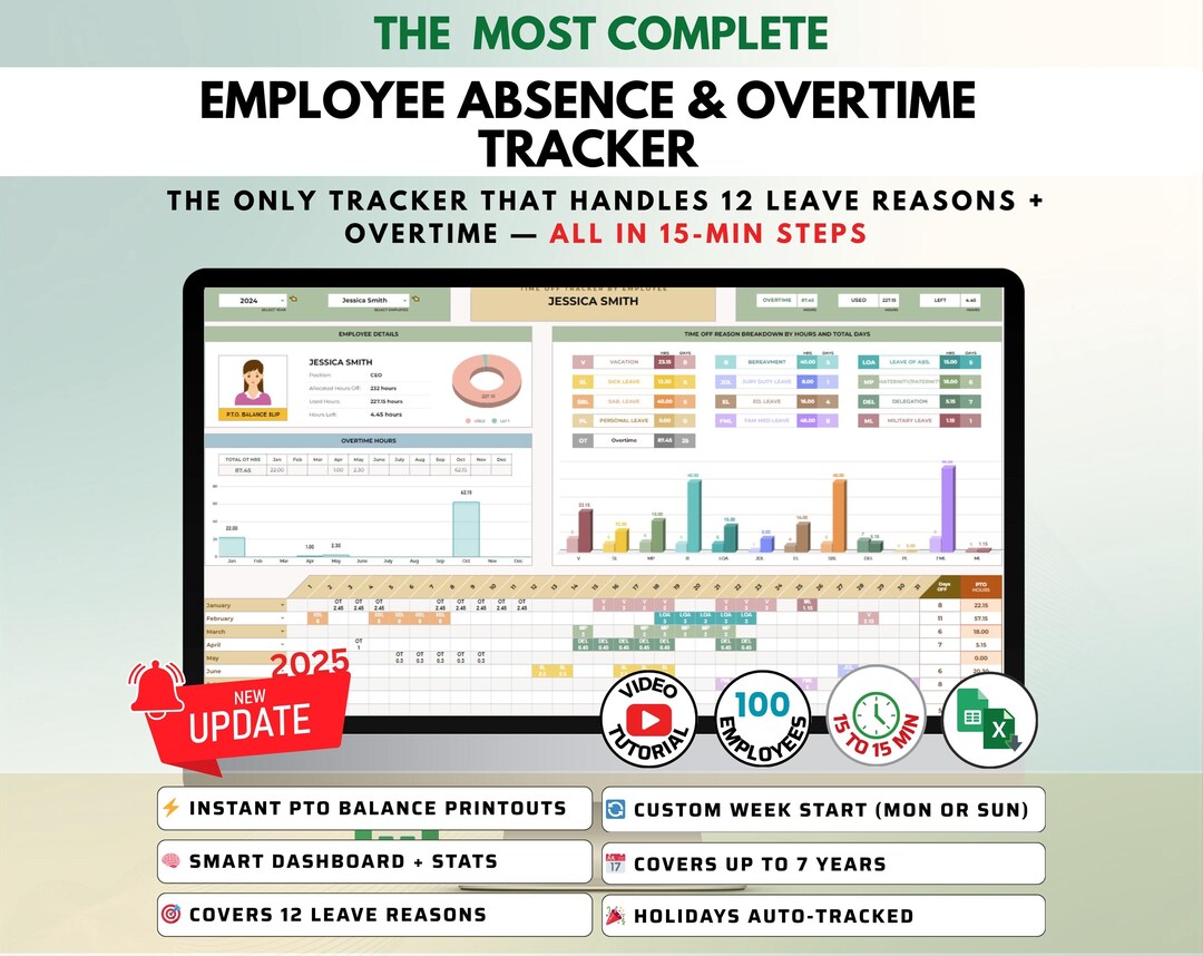 Employee Absence Tracker: Leave & Overtime Management (digital Download ...
