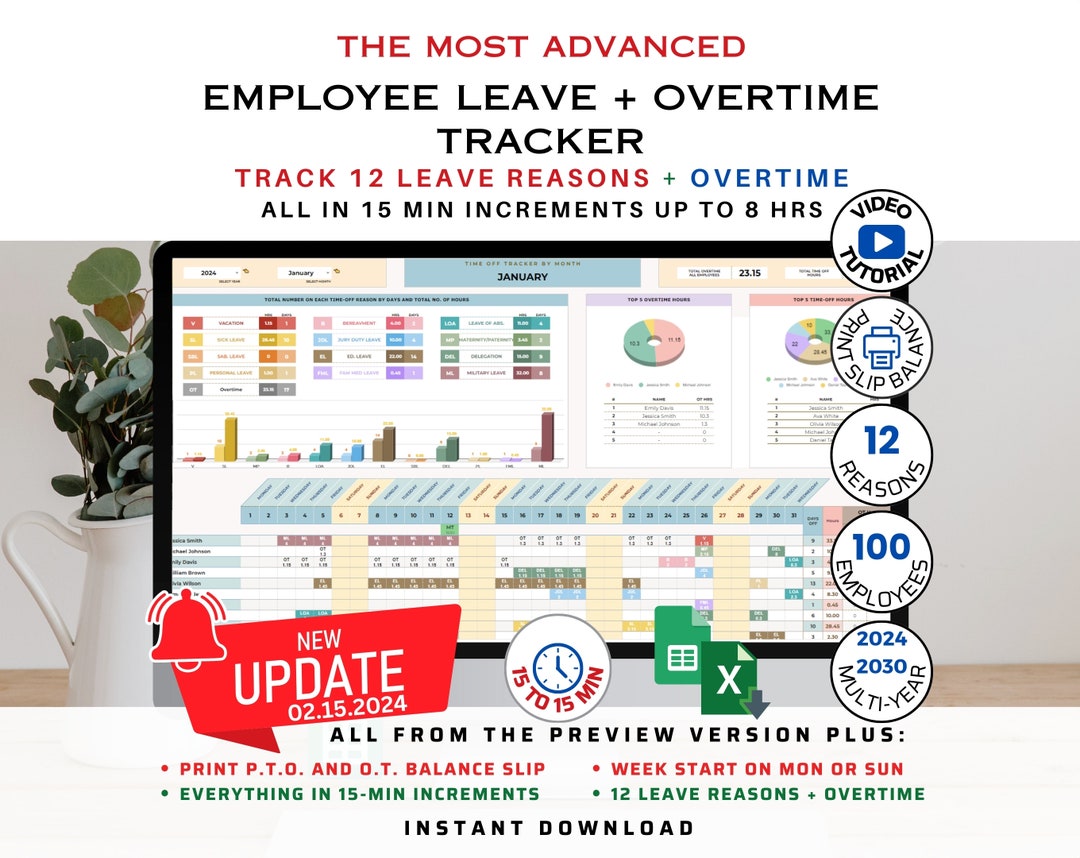 Employee Leave Tracker & Vacation Tracker | Excel Template and Google ...