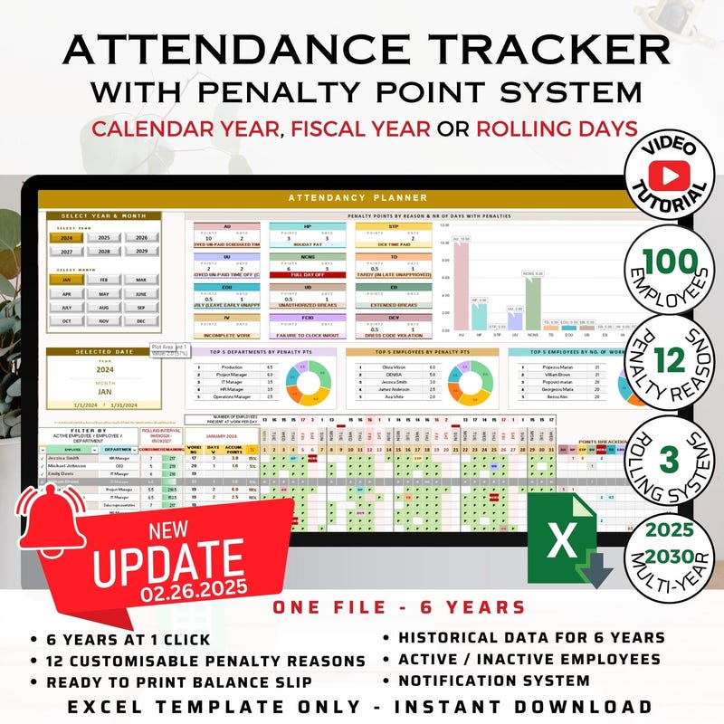 Attendance Yearly Tracker - Etsy