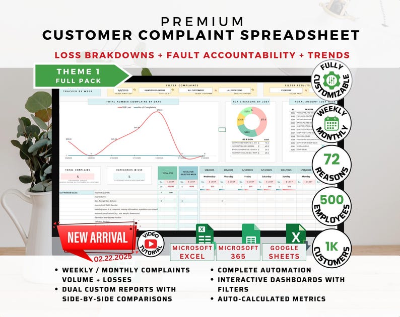 Customer Complaint Log Template | Excel & Google Sheets Tracker With ...