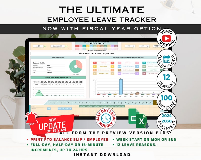 Employee Leave Tracker & Vacation Tracker | Excel Template and Google ...