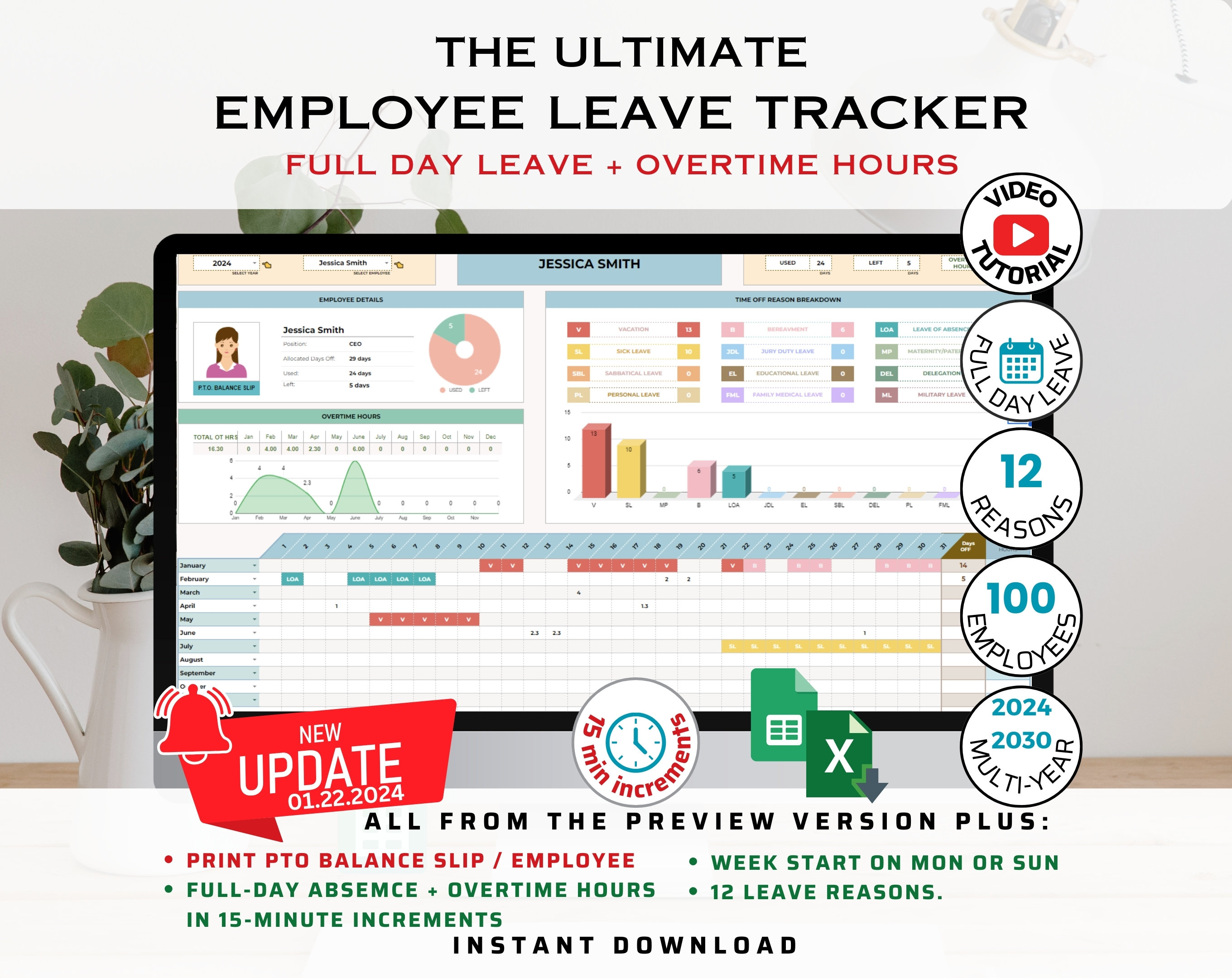 Annual Leave Tracking: Leave Tracker, Planner for Employee Vacations ...